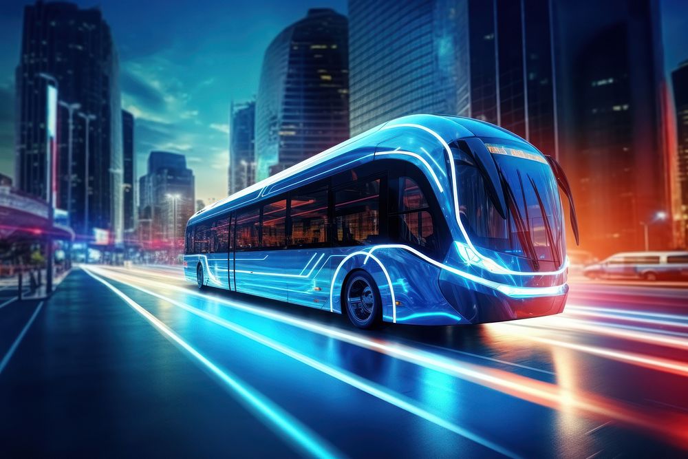 Electric bus city transportation architecture. | Premium Photo ...