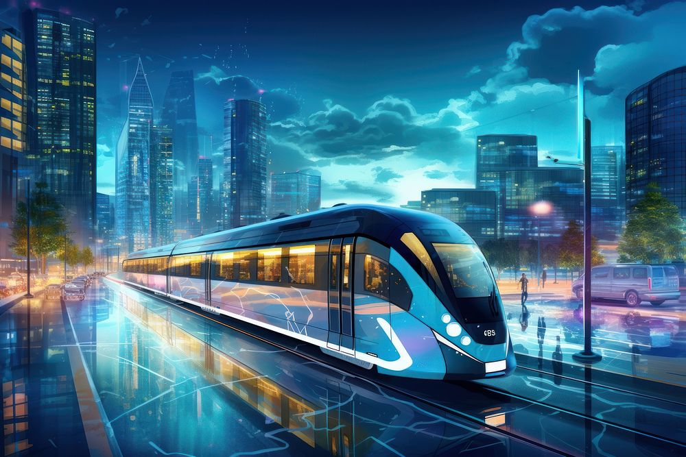 Smart city train transportation vehicle. | Free Photo Illustration ...