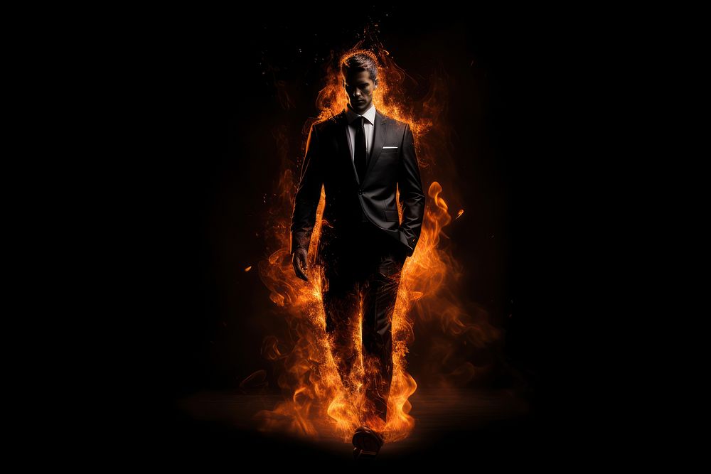 Man suit walking fire portrait | Premium Photo - rawpixel