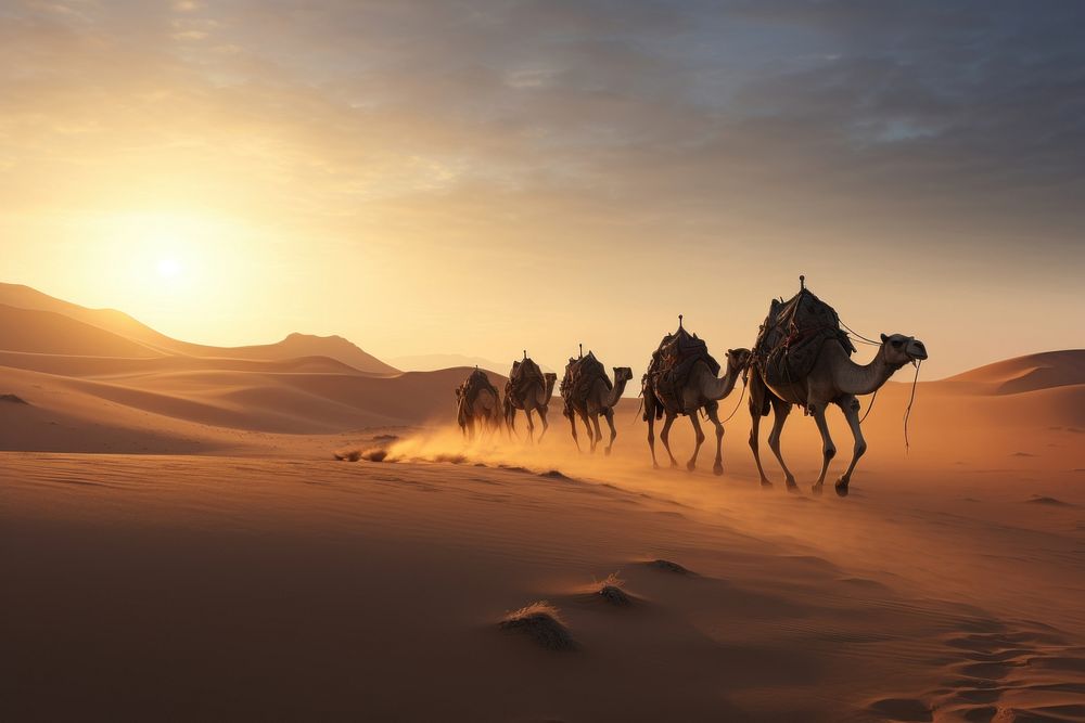 Camel desert landscape outdoors. AI | Premium Photo - rawpixel