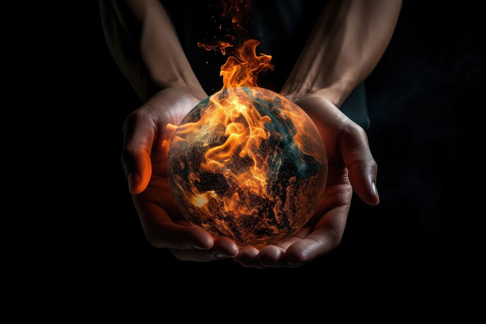 Hand hold earth fire burning | Premium Photo - rawpixel