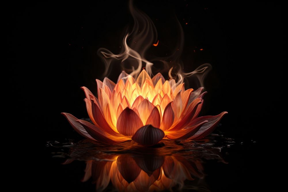 Lotus fire burning flower. AI | Premium Photo - rawpixel
