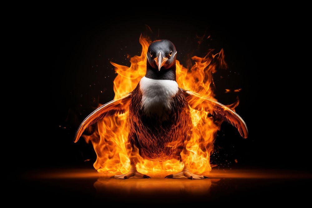 Penguin penguin fire burning. | Free Photo - rawpixel