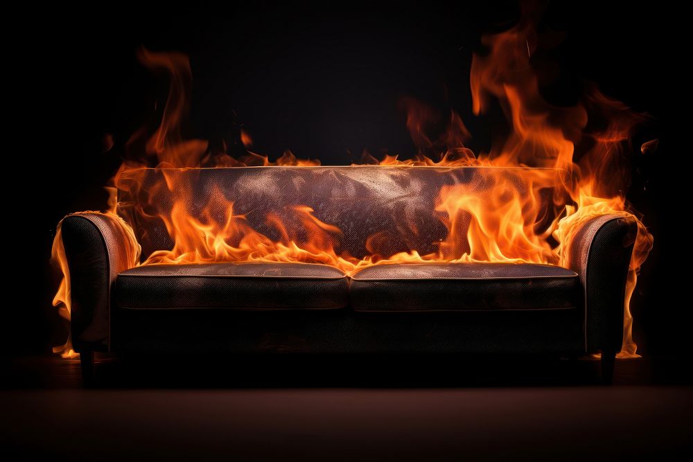 Sofa fire fireplace furniture. AI | Free Photo - rawpixel