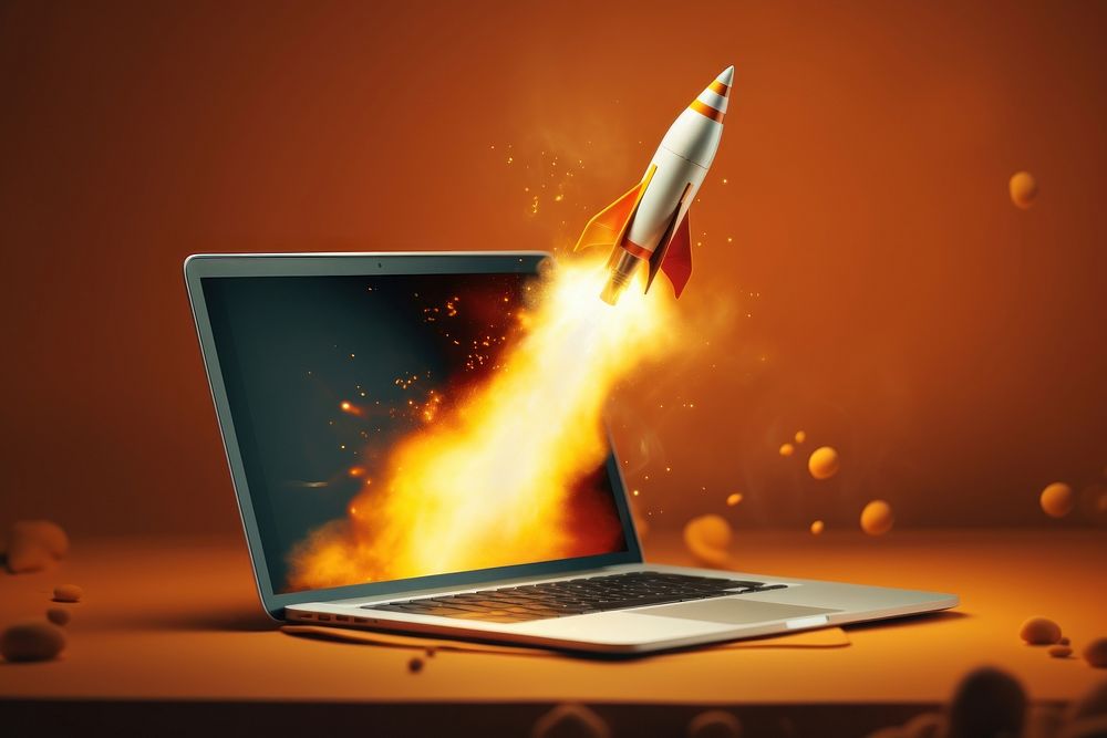 Rocket laptop rocket computer. | Free Photo Illustration - rawpixel