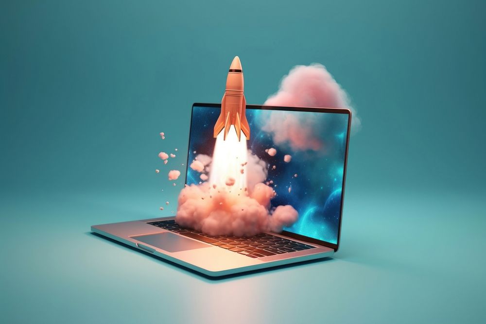 Rocket laptop rocket computer. AI | Premium Photo Illustration - rawpixel