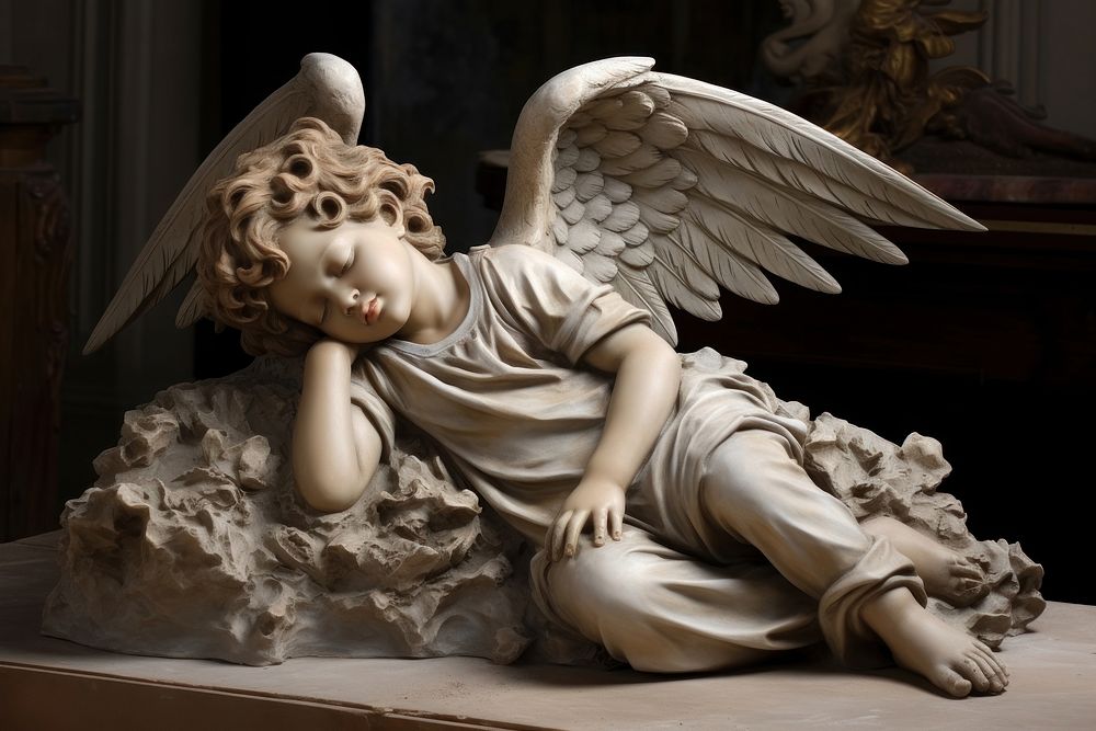 Cherub angel sculpture representation. AI | Premium Photo - rawpixel
