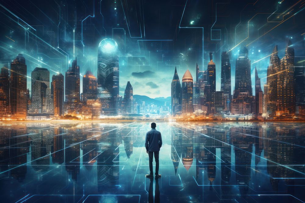 Smart city architecture cityscape landscape. | Free Photo Illustration ...