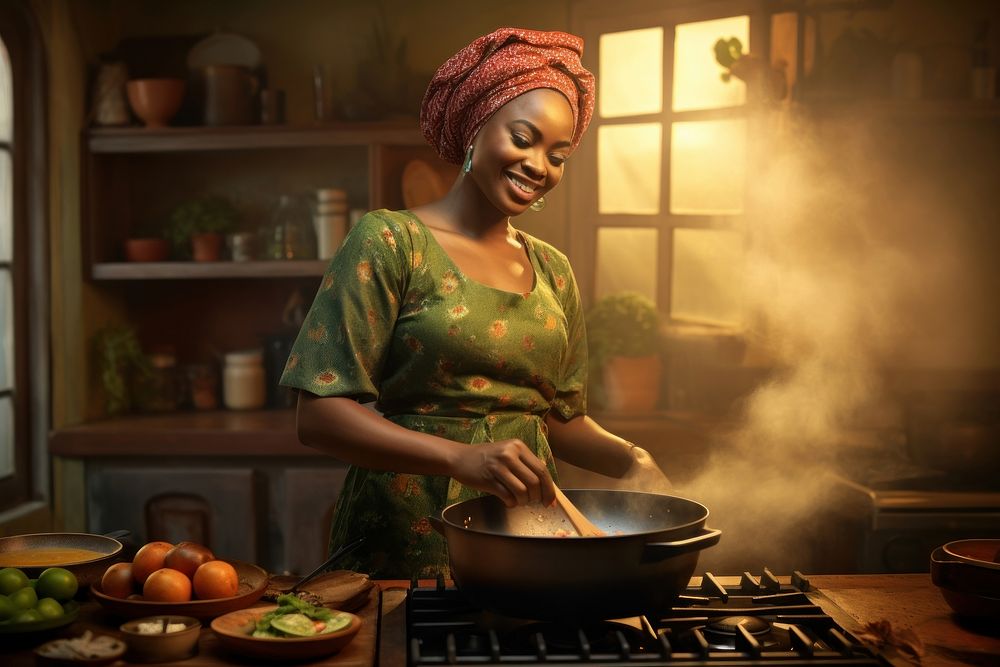 African woman kitchen cooking food. | Premium Photo - rawpixel
