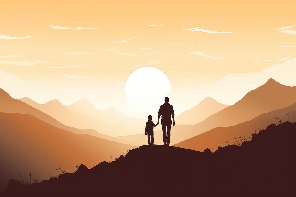 Father and son landscape outdoors | Free Photo Illustration - rawpixel