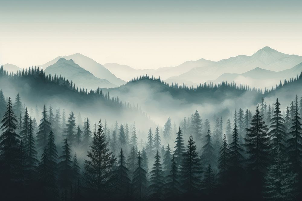 Misty landscape fir forest mist | Premium Photo - rawpixel