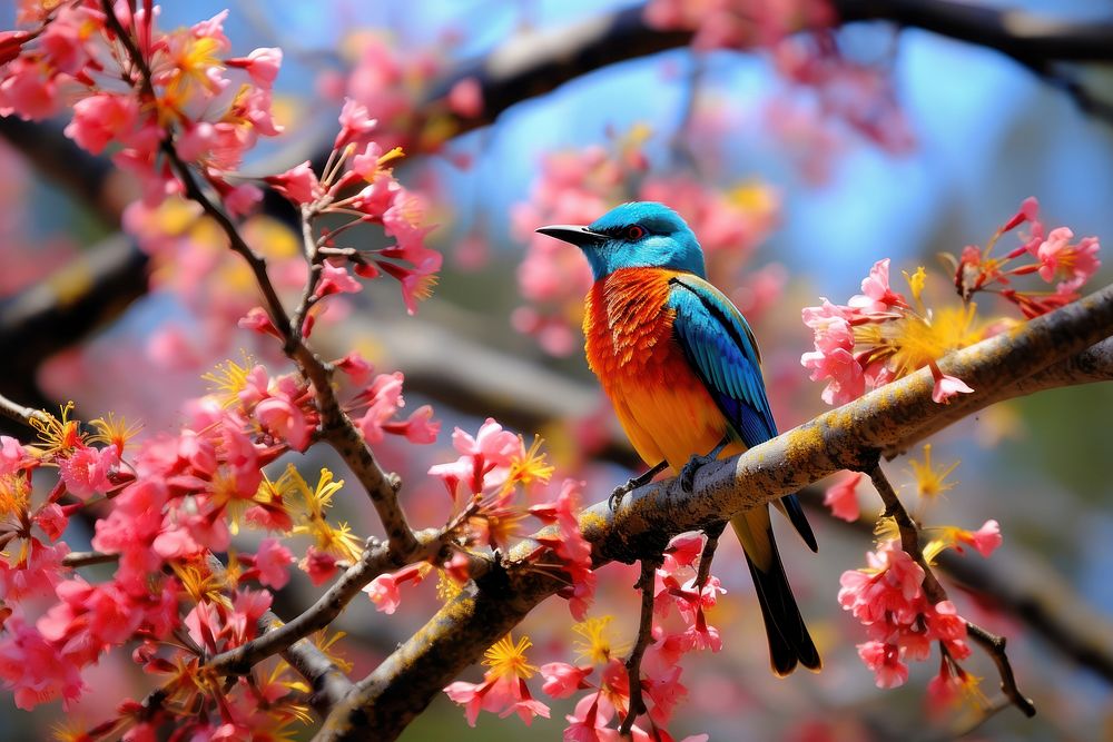 Colorful wild bird trees flower | Premium Photo - rawpixel