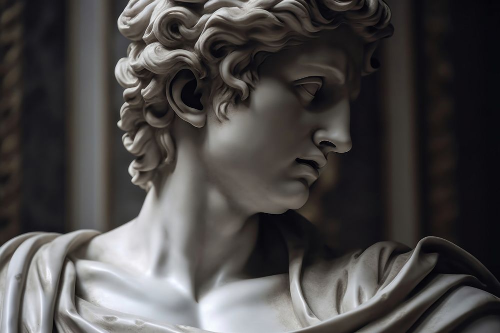 Close classical man marble sculpture | Premium Photo Illustration ...