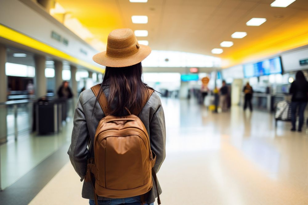 Backpack walking airport terminal. | Free Photo - rawpixel