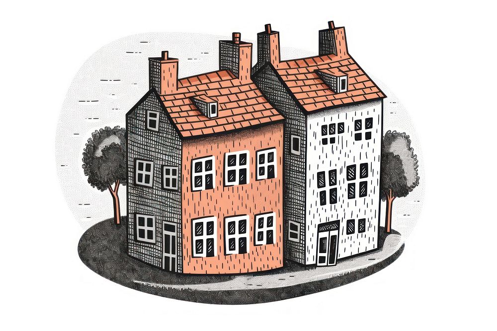 Town house drawing architecture building. | Premium Photo Illustration ...