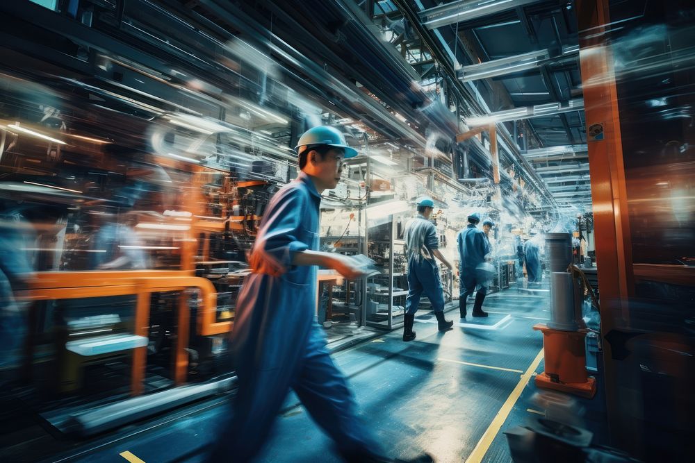 Factory workers walking manufacturing architecture | Premium Photo ...