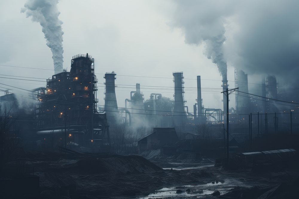 Factory architecture pollution building. AI | Premium Photo - rawpixel