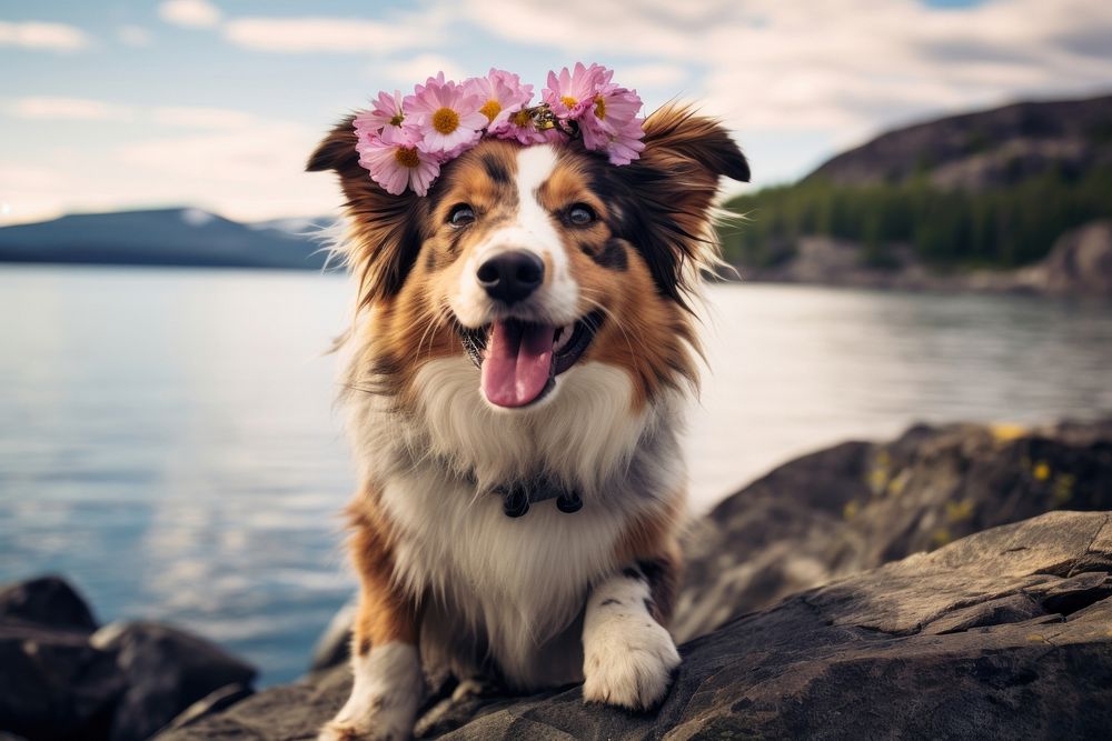 Smiling dog wearing flower crown | Free Photo - rawpixel