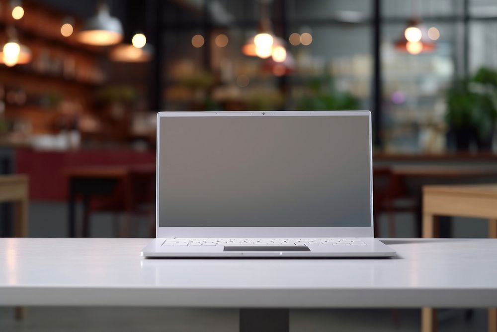 Laptop white table computer desk | Free Photo - rawpixel