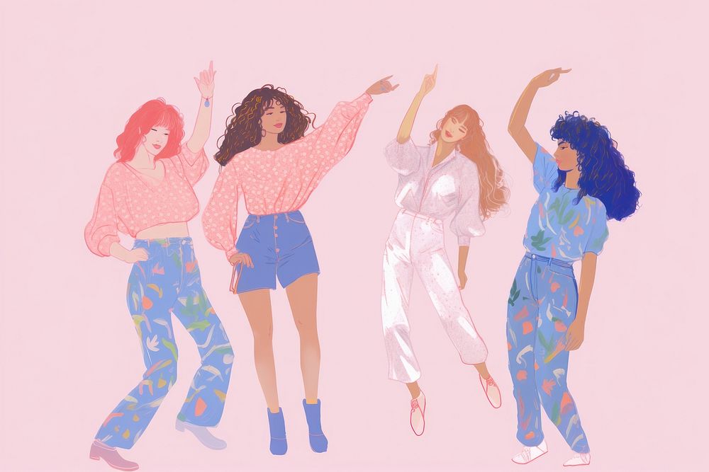 Youth group people dancing drawing | Free Photo Illustration - rawpixel