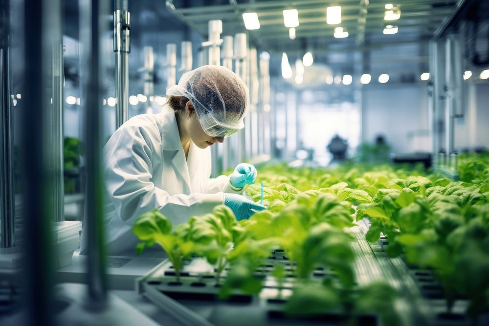 Agricultural technology greenhouse laboratory vegetable. | Premium ...