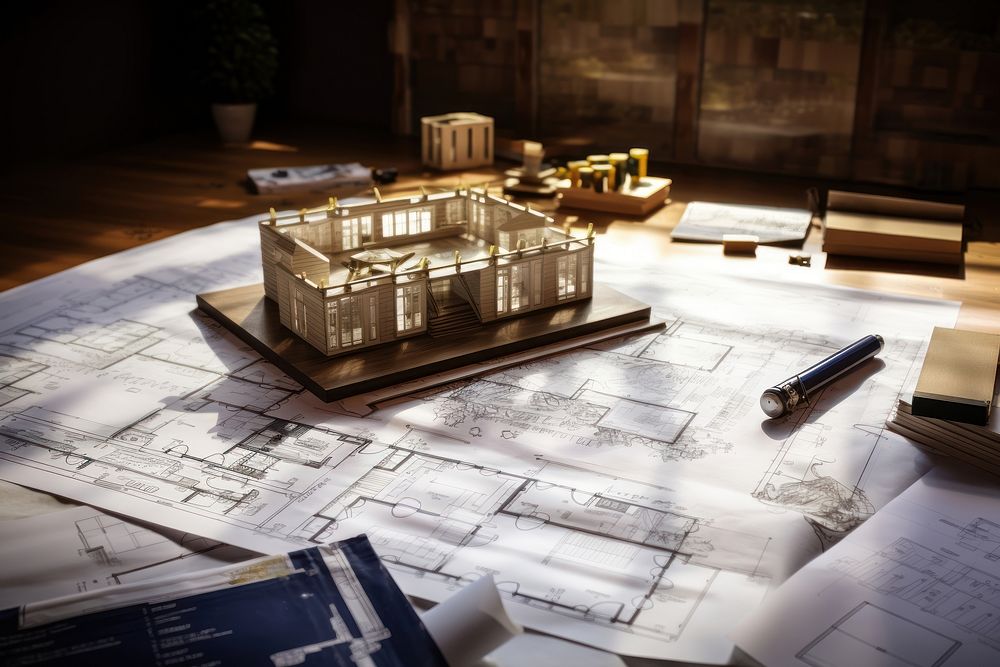 Architecture plans architecture table blueprint. | Free Photo - rawpixel