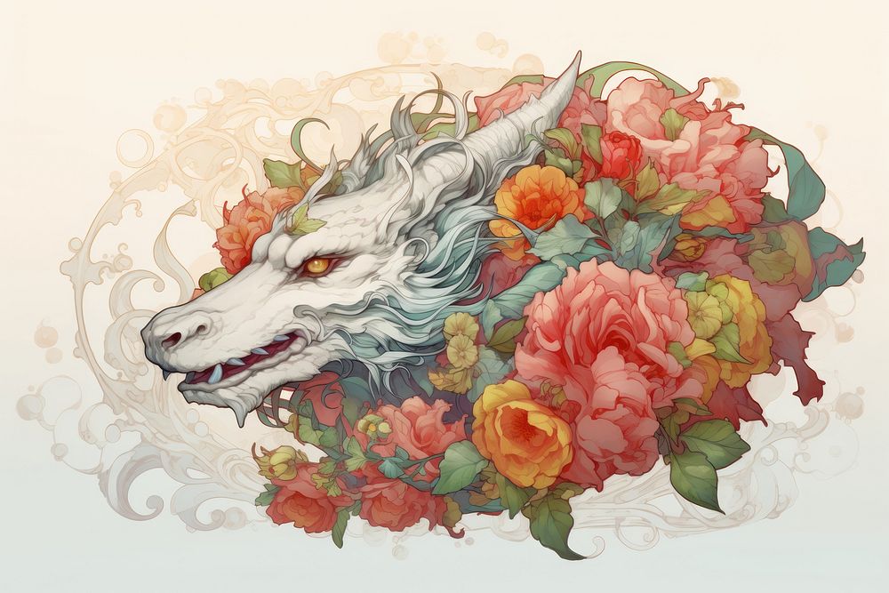 Dragon flower pattern plant. | Free Photo Illustration - rawpixel