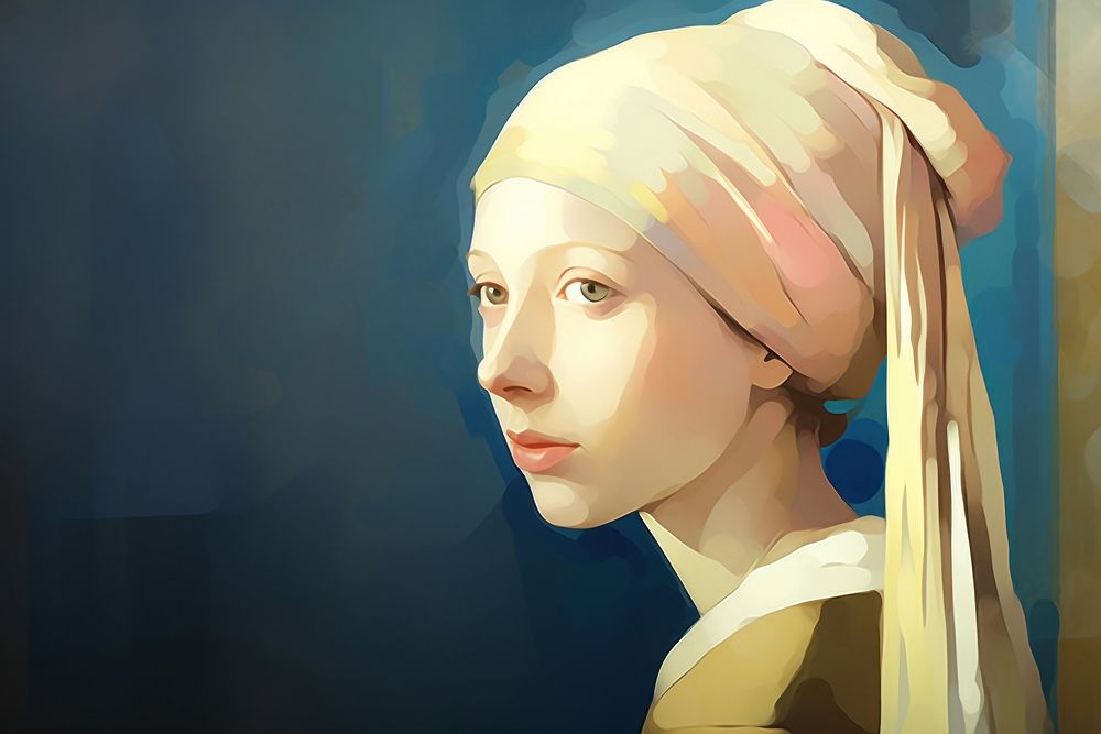 girl Pearl Earring painting portrait | Premium Photo Illustration ...