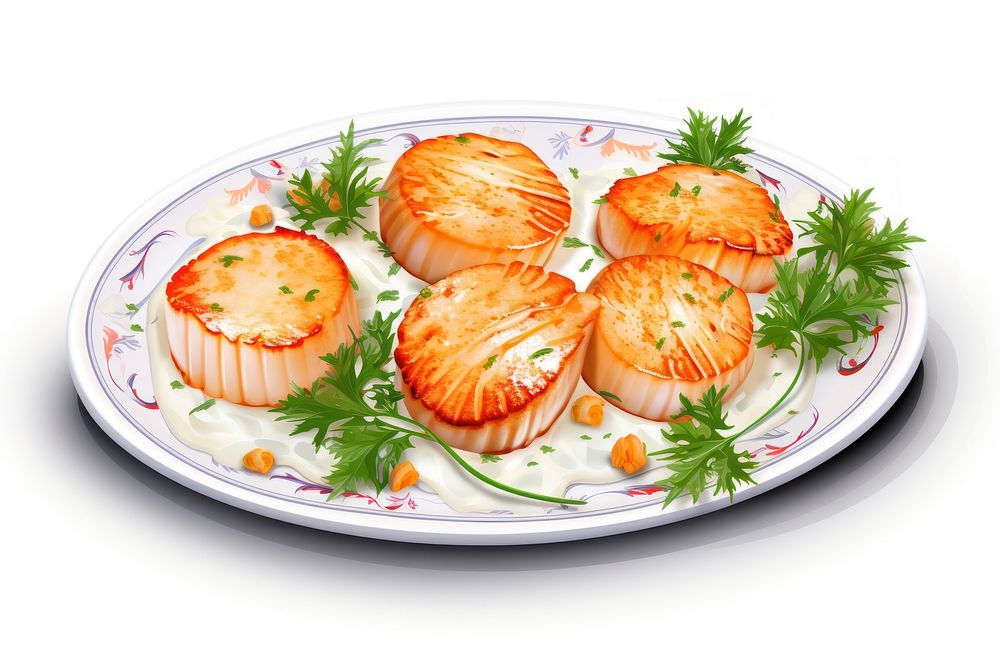 Scallops menu dish plate food | Premium Photo Illustration - rawpixel