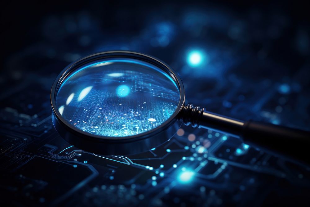 Magnifying glass technology light blue. | Premium Photo - rawpixel