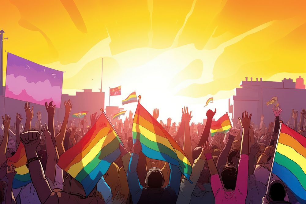 Pride community parade flag togetherness. | Free Photo Illustration ...
