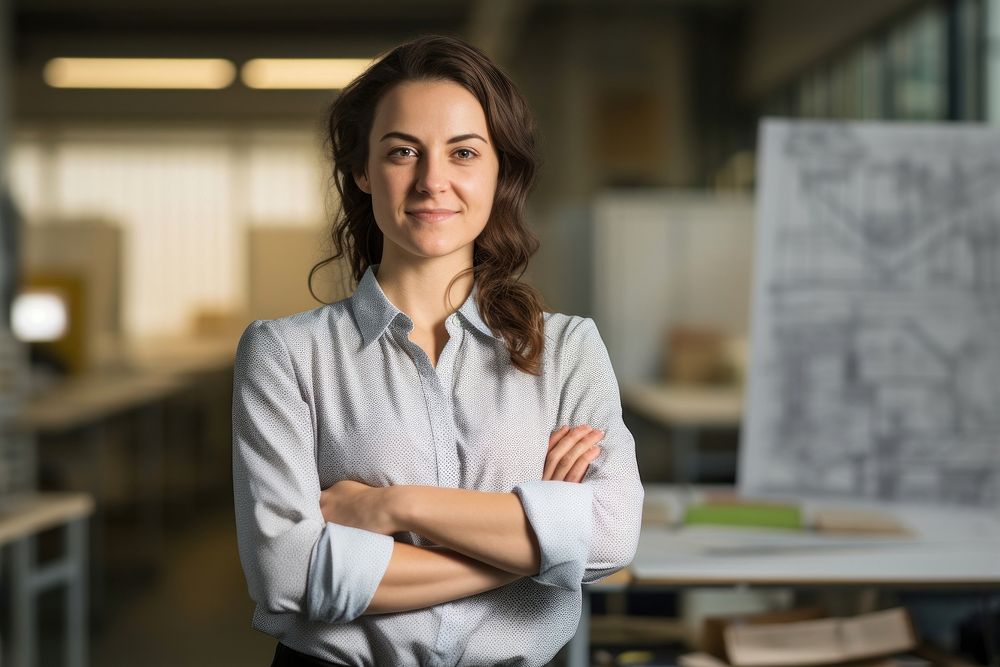 Happy female architect architecture standing | Free Photo - rawpixel