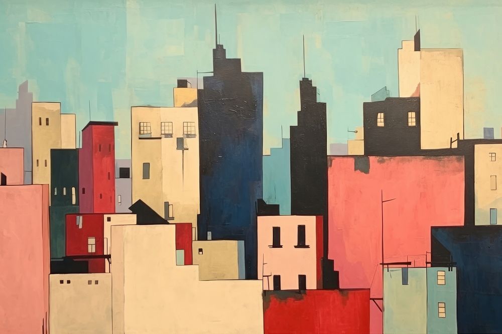 City scene painting art architecture | Premium Photo Illustration ...