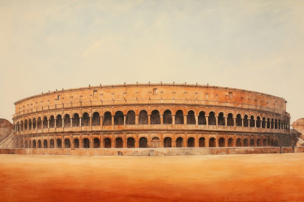 Colosseum landmark painting amphitheater. AI | Free Photo Illustration ...