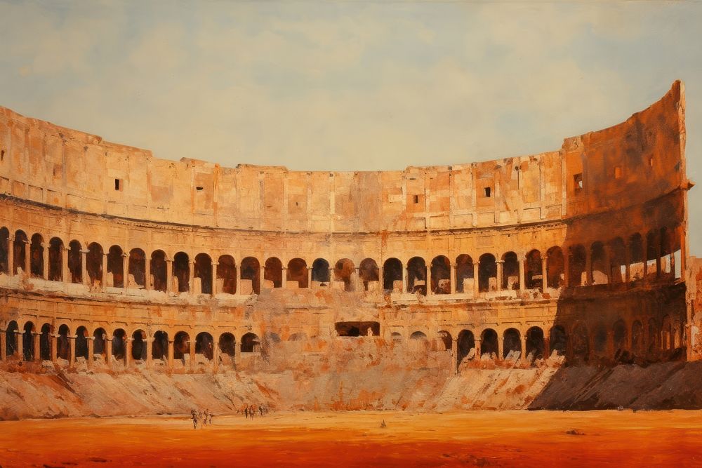 Colosseum painting amphitheater amphitheatre. | Free Photo Illustration ...