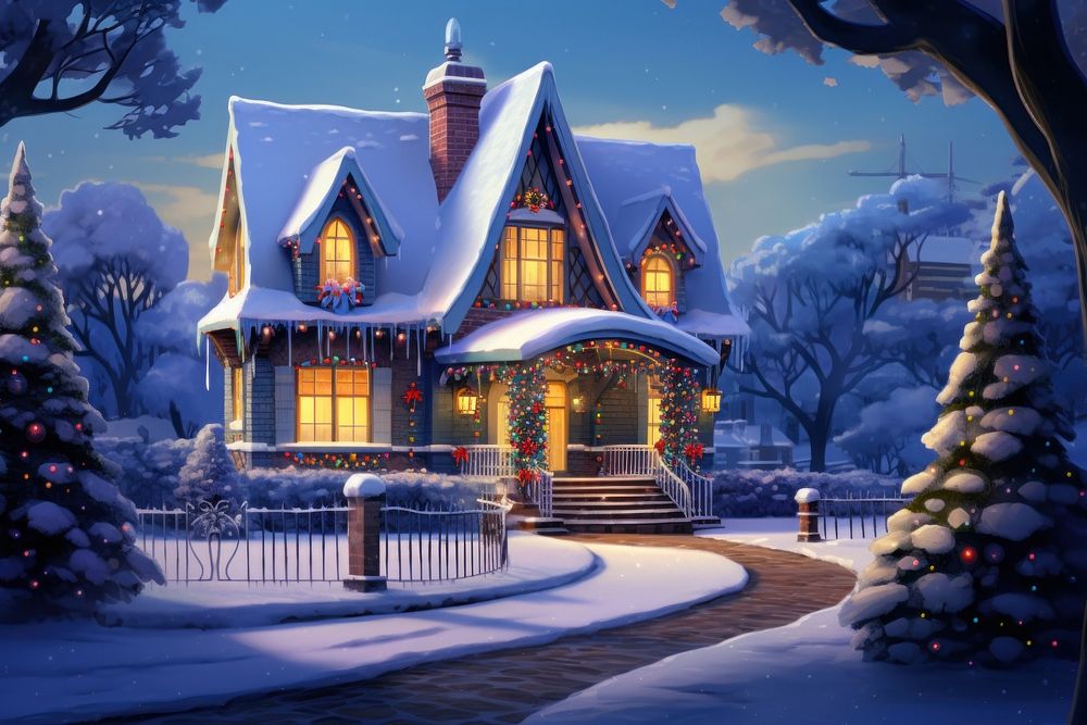 Christmas house architecture building. | Premium Photo Illustration ...