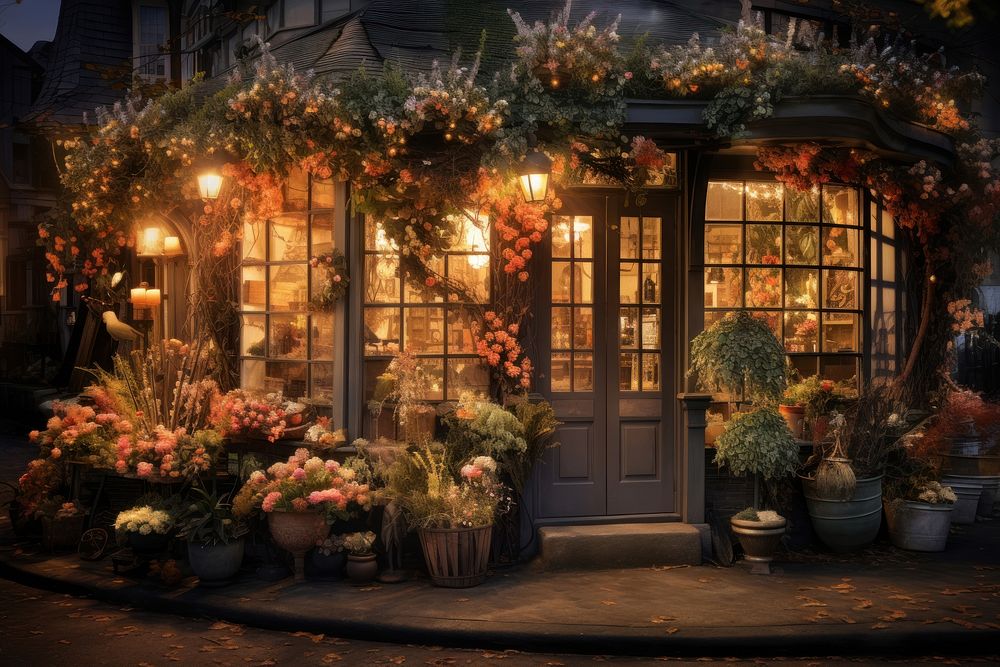 Cosy flower shop architecture building | Free Photo - rawpixel