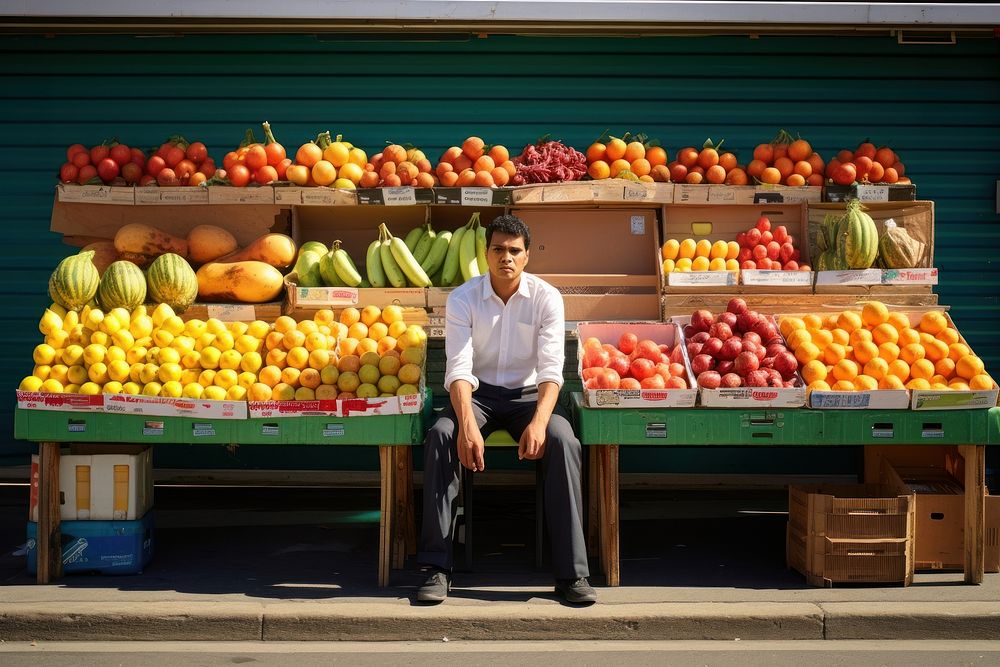 Man roadside fruit stand portrait | Free Photo - rawpixel