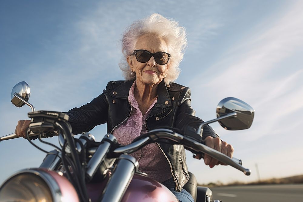 Senior woman photography motorcycle portrait | Free Photo - rawpixel