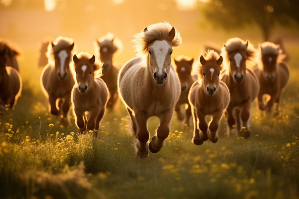 Herd ponies outdoors running animal | Free Photo - rawpixel
