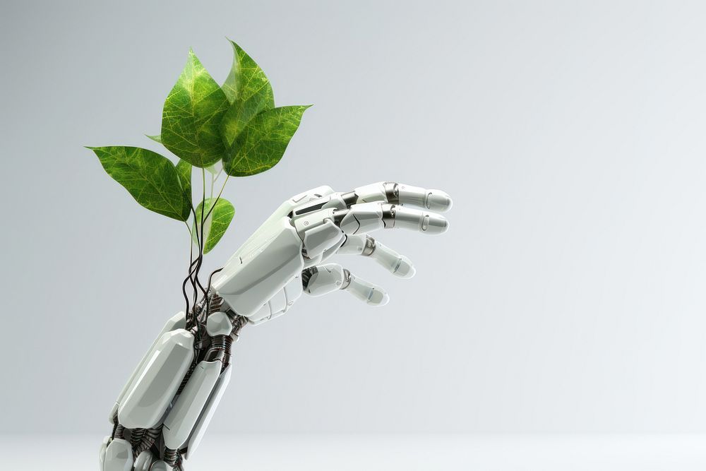 3d robot hand holding green | Premium Photo - rawpixel