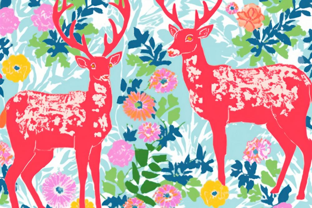Deer pattern art backgrounds animal. | Free Photo Illustration - rawpixel