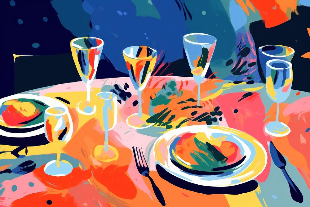 Party table set-up painting glass | Premium Photo Illustration - rawpixel