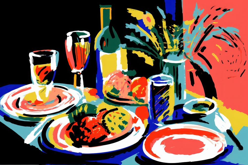 Party table set-up painting glass | Premium Photo Illustration - rawpixel