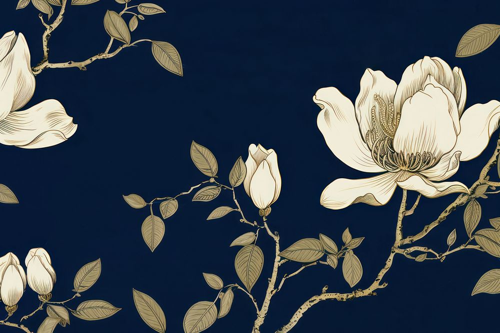 Magnolia wallpaper pattern flower. AI | Premium Photo Illustration ...