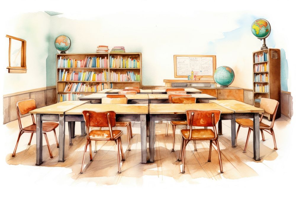 Table classroom architecture publication furniture. | Premium Photo ...