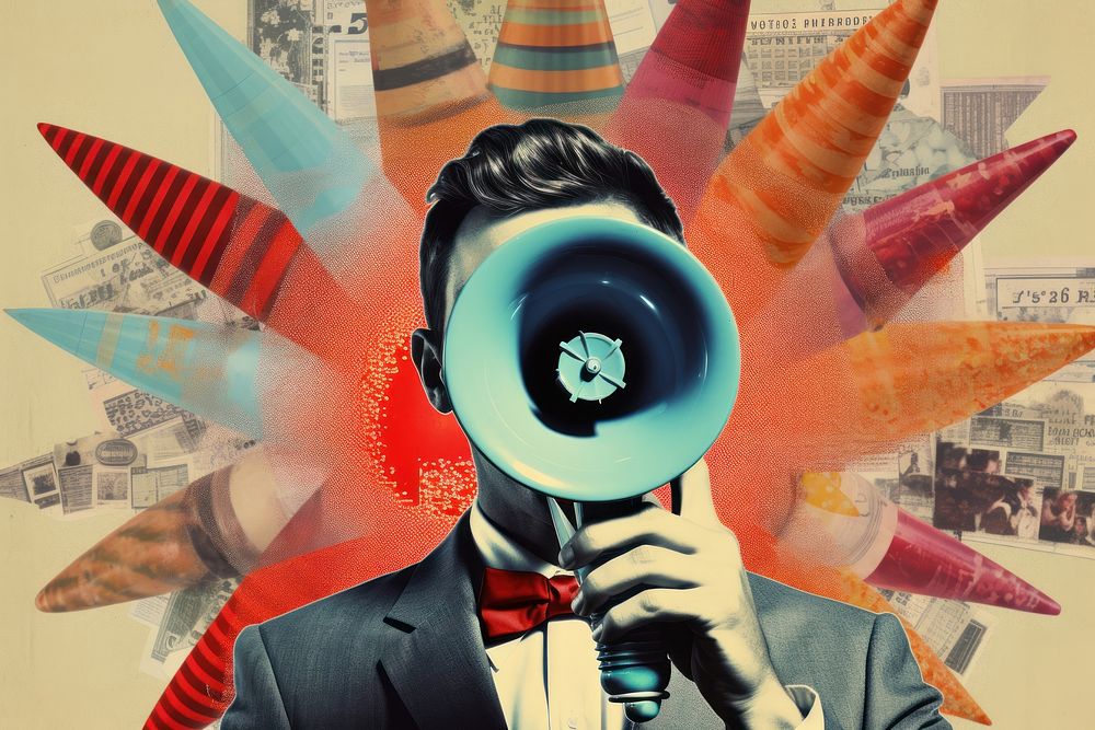 Megaphone art portrait collage. | Premium Photo Illustration - rawpixel