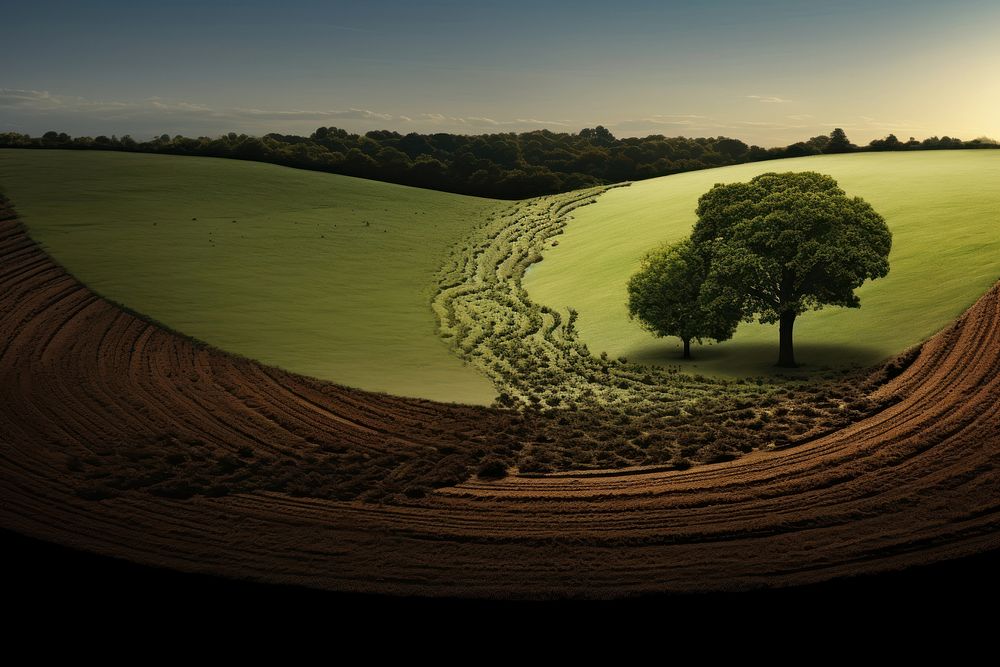 Circular field trees green agriculture | Free Photo - rawpixel