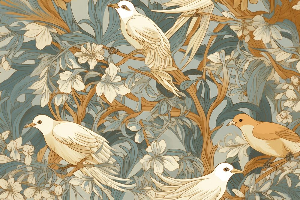 Birds art wallpaper pattern. | Premium Photo Illustration - rawpixel