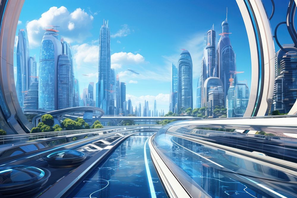 Hyperloop city architecture futuristic. AI | Premium Photo Illustration ...